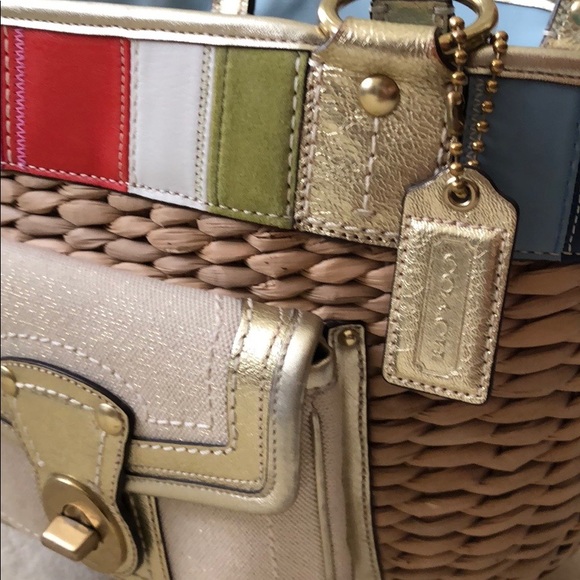 Coach | Bags | Coach Limited Edition Multistripe Straw Basket Bag ...